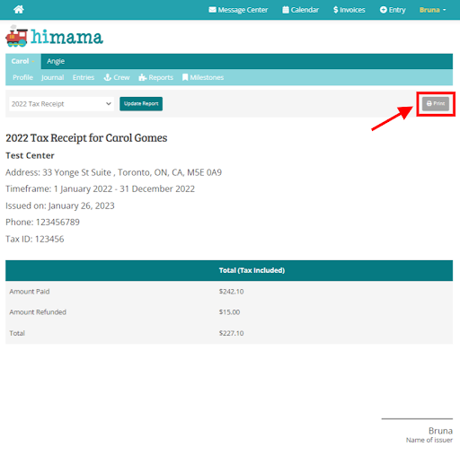 How to View Tax Receipts - Parent