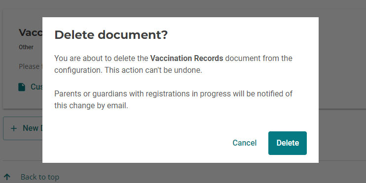 How to Delete a Document from the Online Registration Configuration ...