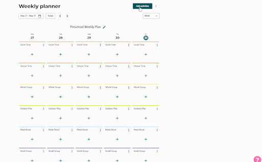How to Add Activities to your Weekly Planner