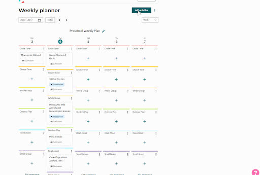 How to Add Activities to your Weekly Planner