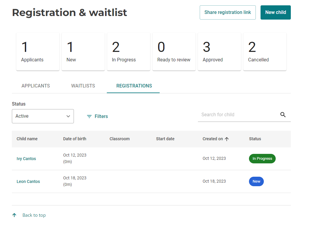 How to Create a New Registration and/or Add a Child to the Waitlist