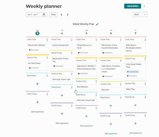 How to Add Activities to your Weekly Planner